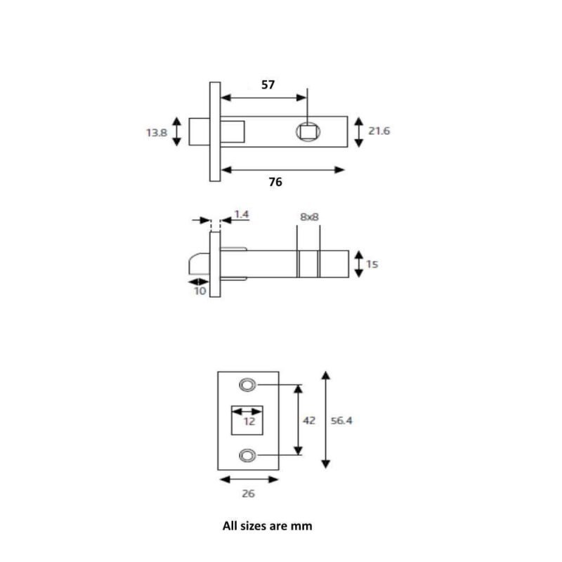 ERA Zinc 189-92 tubular mortice latch 76mm case 57mm backset - Gate ...